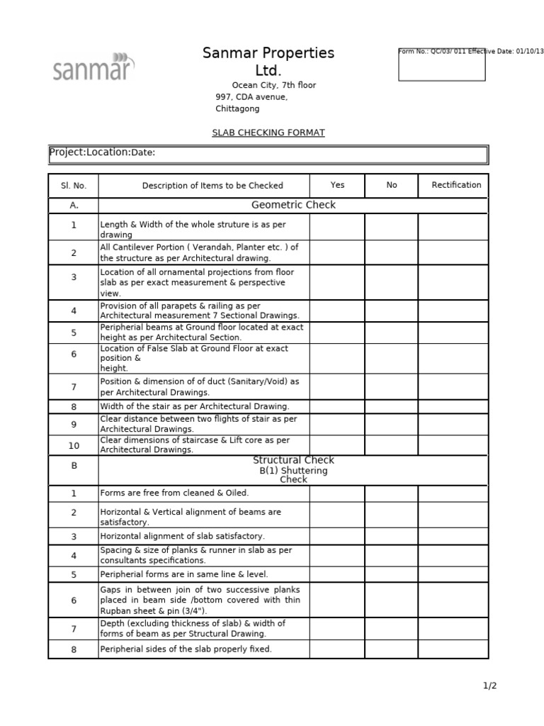 Slab Checking Format | PDF | Stairs | Length