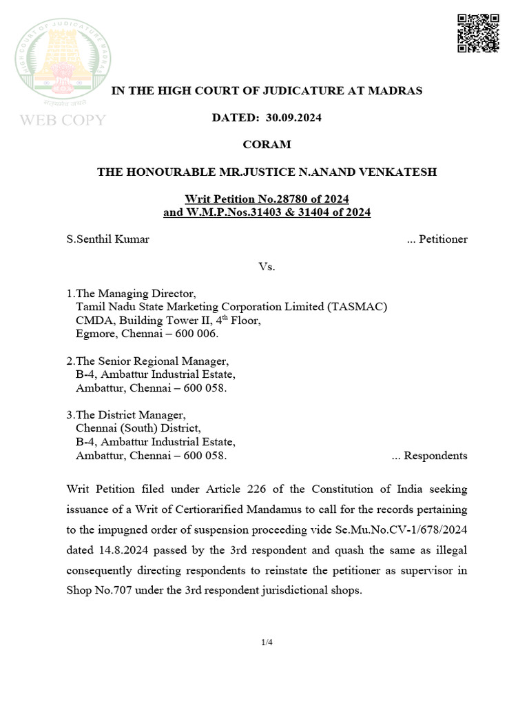 Wp Order | PDF | Writ | Courts