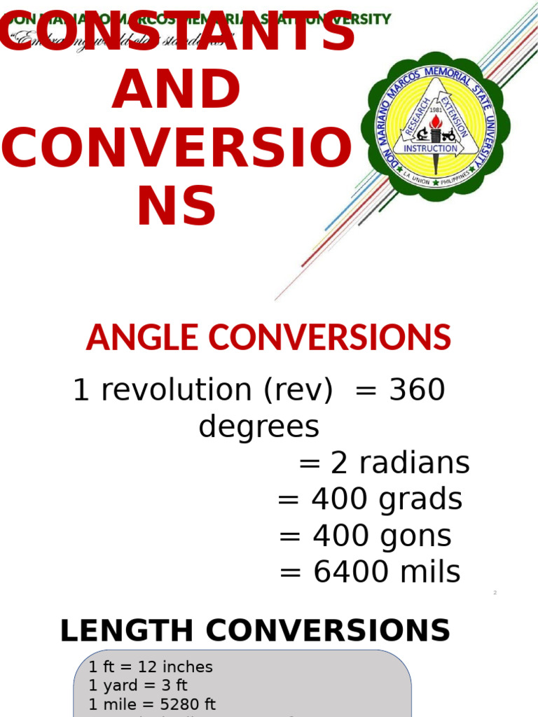 Conversions and Constants | PDF | Pascal (Unit) | Ton