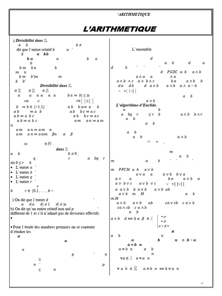 Arithmétique | PDF | Entier naturel | Entier relatif