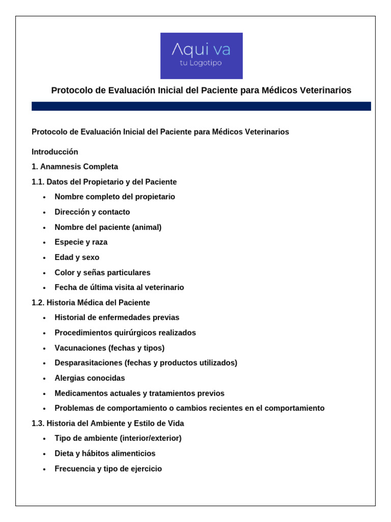04 Muestra Protocolo Evaluacion Inicial | PDF | Dieta | Cirugía