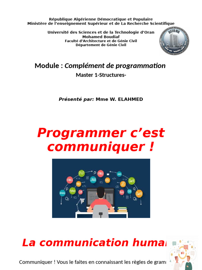 Présentation1-Complement de programmation | PDF | Programmation informatique | Langage de ...