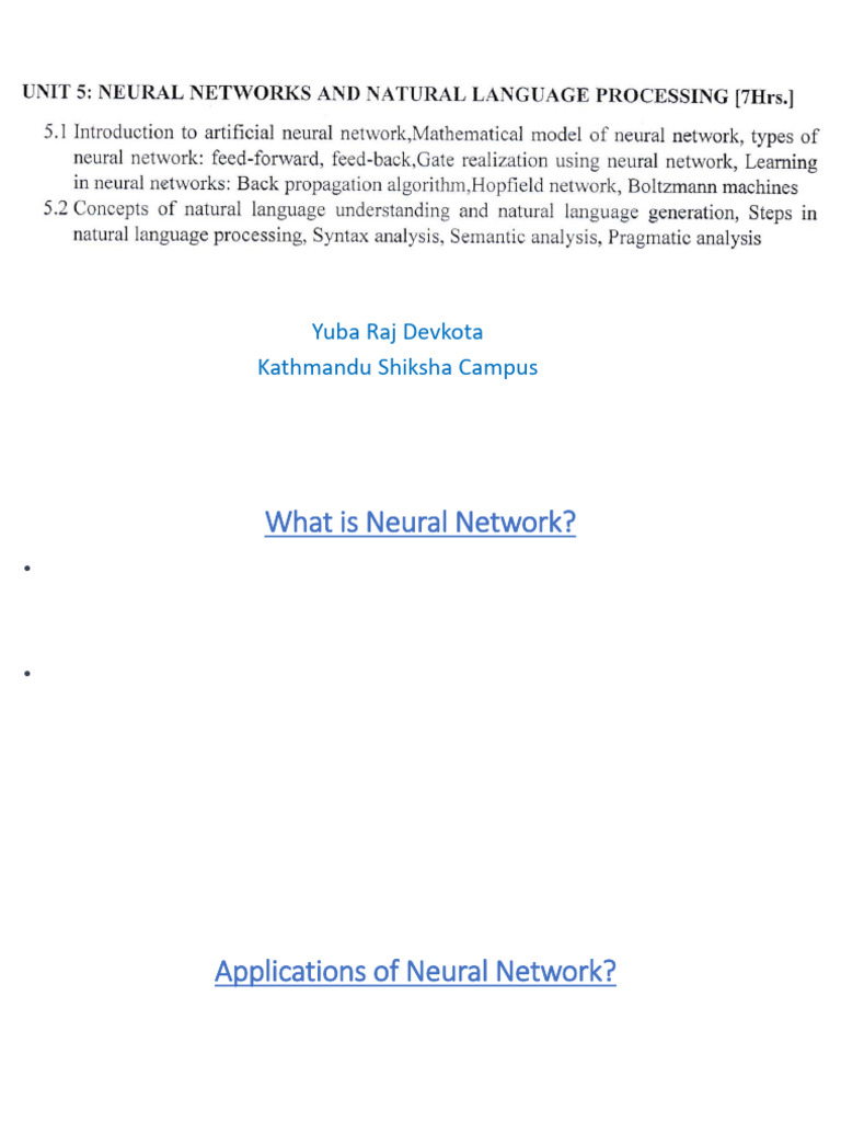 AI Unit5 Neural Network 1c2c9166 c1b7 47a3 8ce1 E914f1ab6afb | PDF | Artificial Neural Network ...