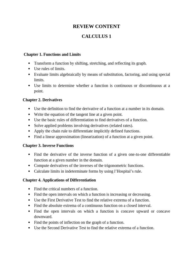 Review Content - Calculus I | PDF | Integral | Function (Mathematics)