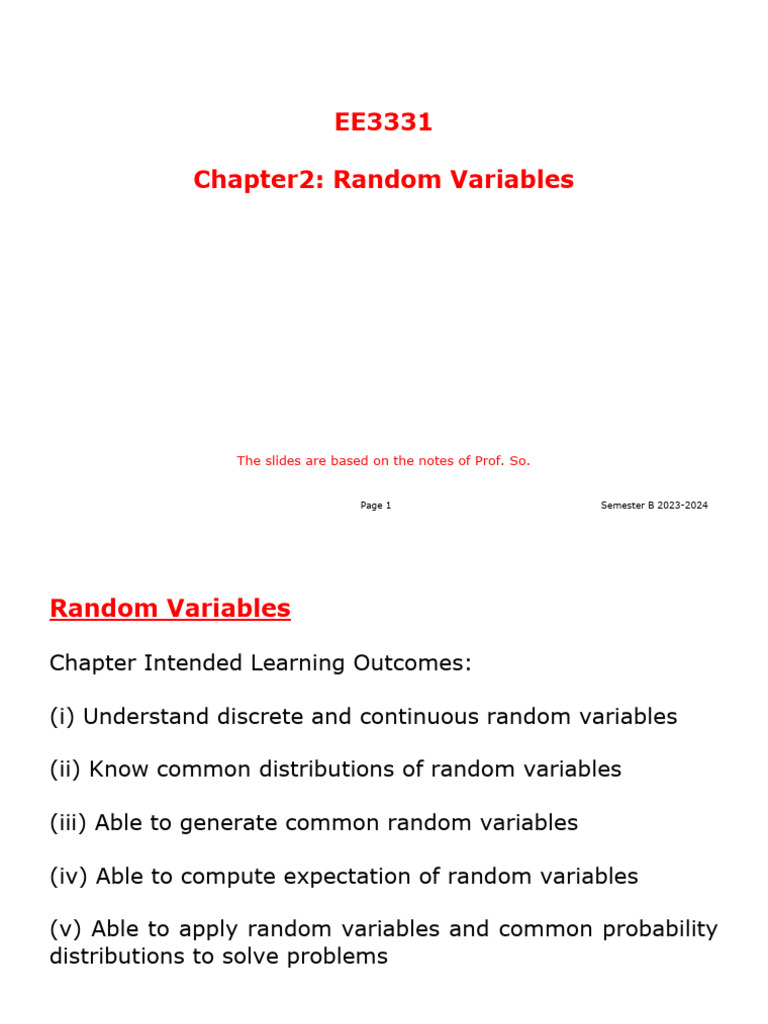 Ch_2 | PDF | Probability Distribution | Random Variable