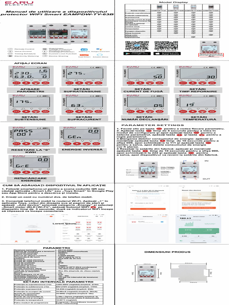 Instructiuni de Utilizare Releu Monofazic Si Contor de Energie Earu ...