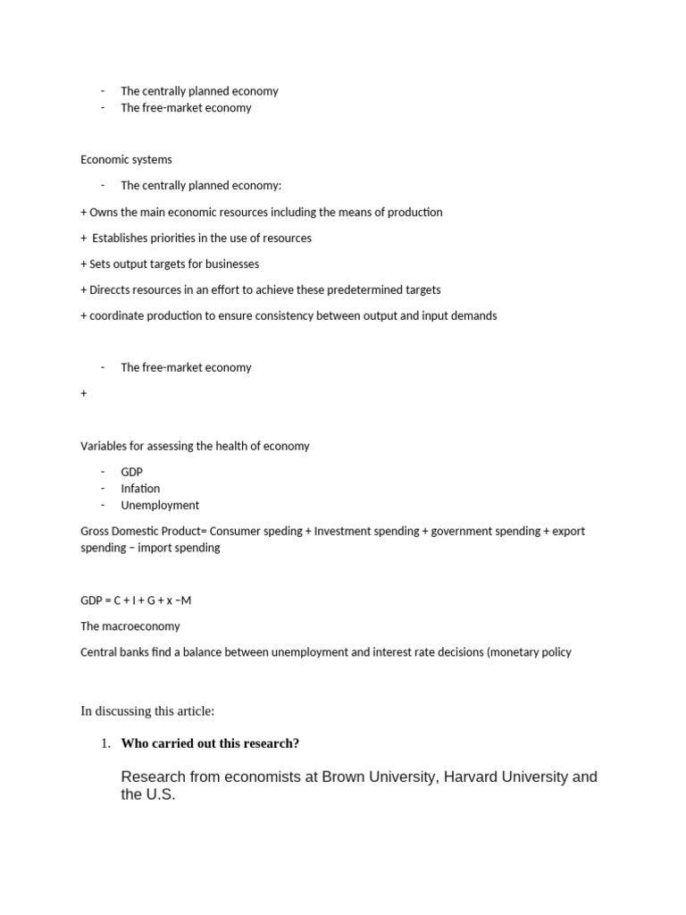 The Centrally Planned Economy | PDF | Social Mobility | Consumption ...