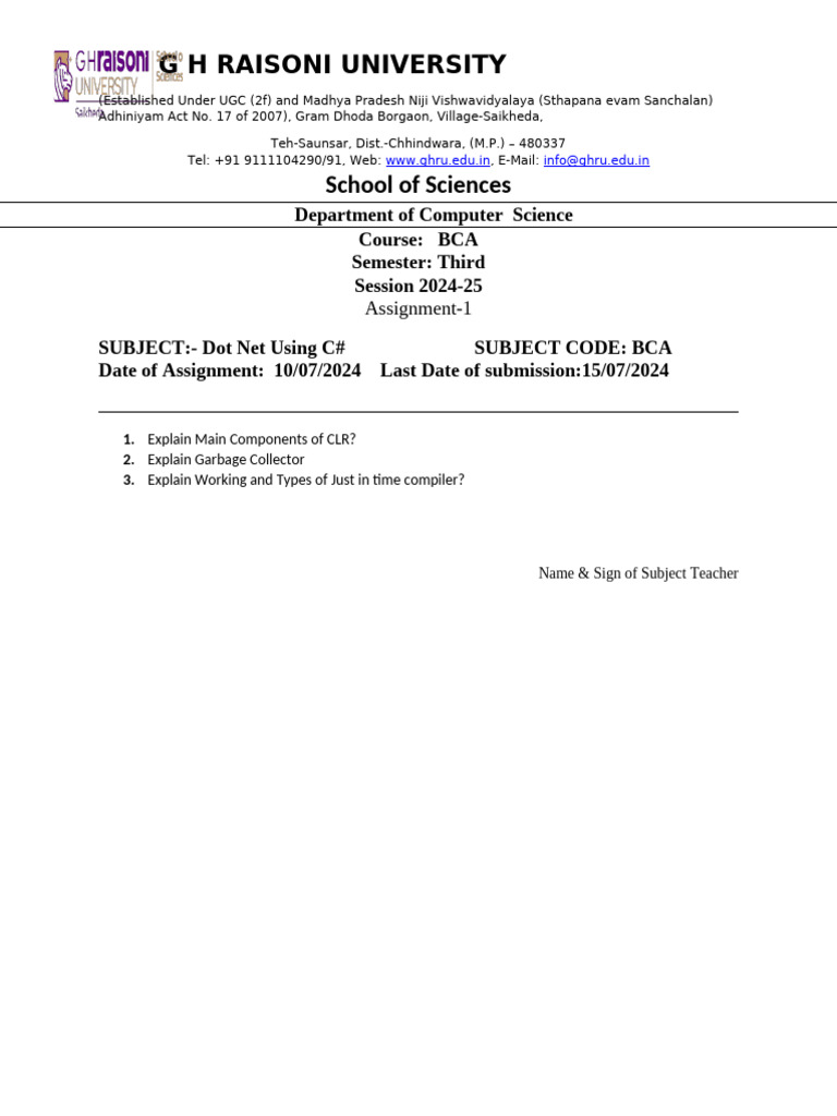 BCA II Assignment 1 | PDF