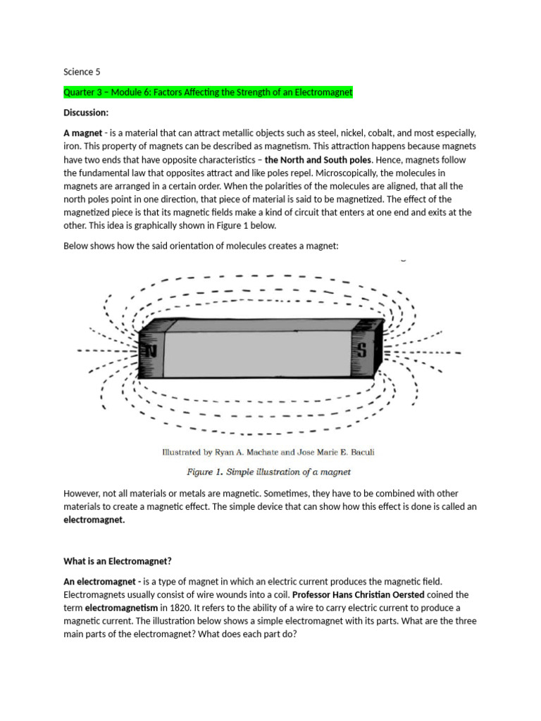 Science 5 Quarter 3 Lesson Module 6 | PDF | Magnet | Magnetism