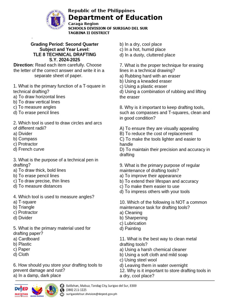 TQ-TLE - 8 Technical Drafting | PDF | Technical Drawing | Drawing