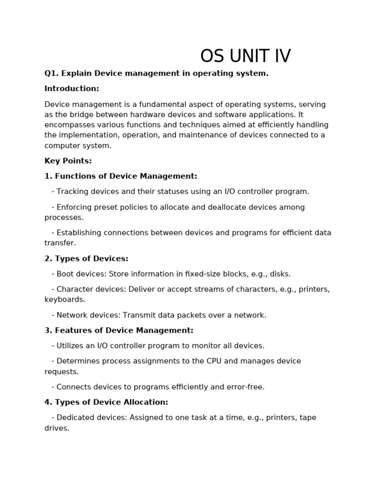 OS UNIT IV NOTES | PDF | Computer File | File System