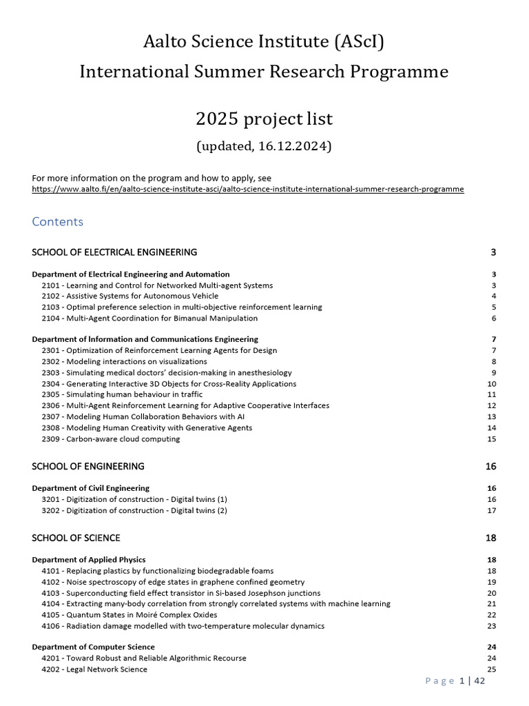 AScI_summer_research_project_list_2025 | PDF | Human–Computer ...