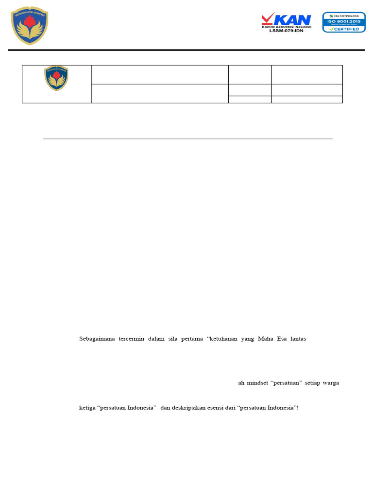 SOAL UAS PANCASILA GASAL 2024-2025 Karyawan Dan Weekend | PDF