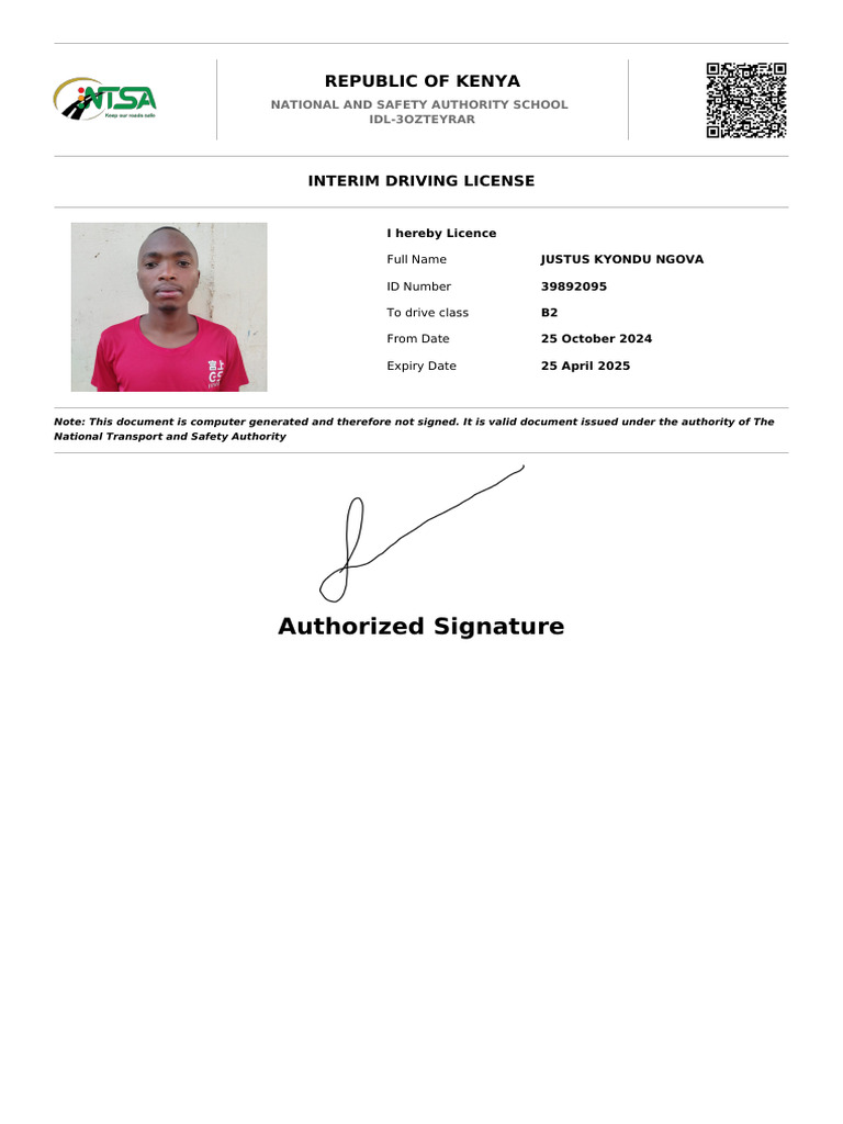 IDL-3OZTEYRAR-Interim Driving License | PDF