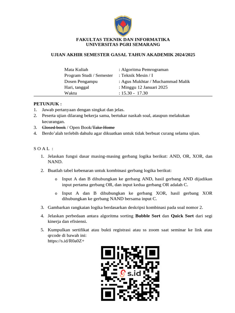 UAS Algoritma Pemrograman | PDF