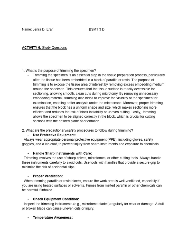 Tissue Trimming in Histopathology | PDF