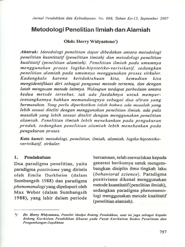 ID Metodologi Penelitian Alamiah Dan Alamia | PDF