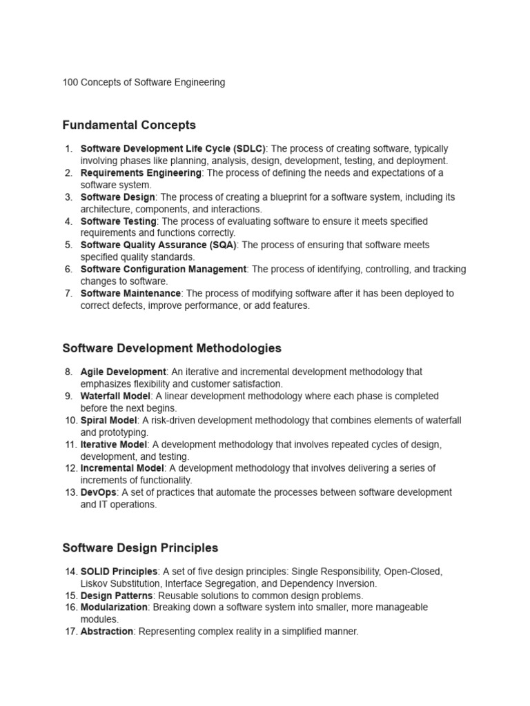 100 Concepts of Software Engineering | PDF | Software Development ...