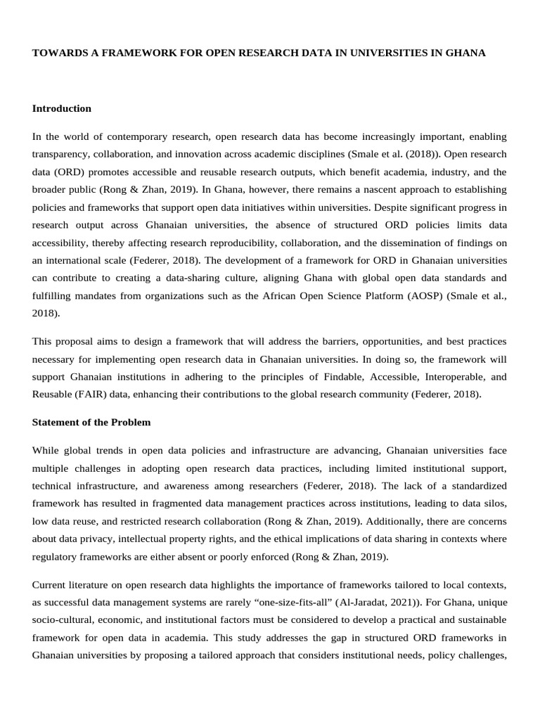 Towards A Framework For Open Research Data in Universities in Ghana ...