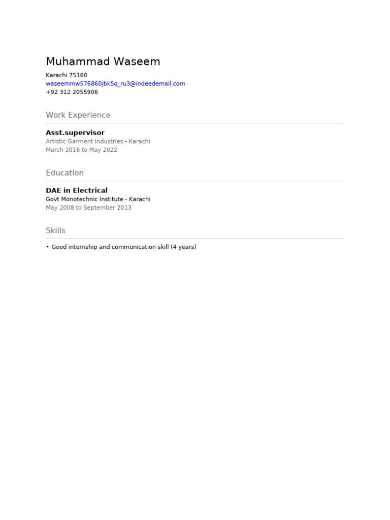 Resume Muhammad Waseem | PDF