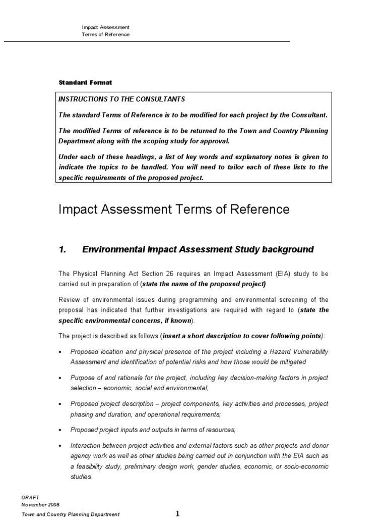 Impact Assessment Terms of Reference | PDF | Environmental Impact ...