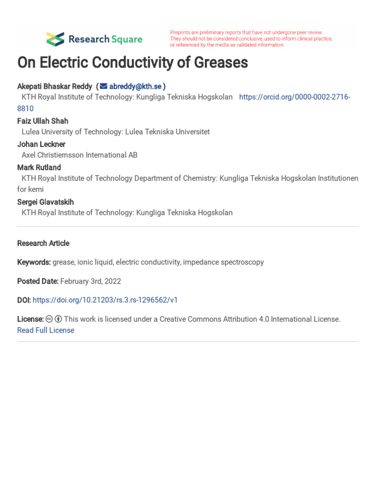 2022 KTH Electric - Conductivity - of - Greases-EIS | PDF | Electrical ...