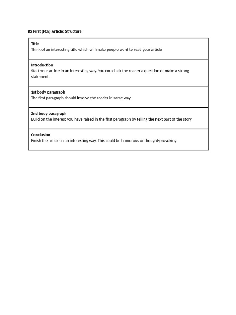 B2 Article Structure Guide | PDF