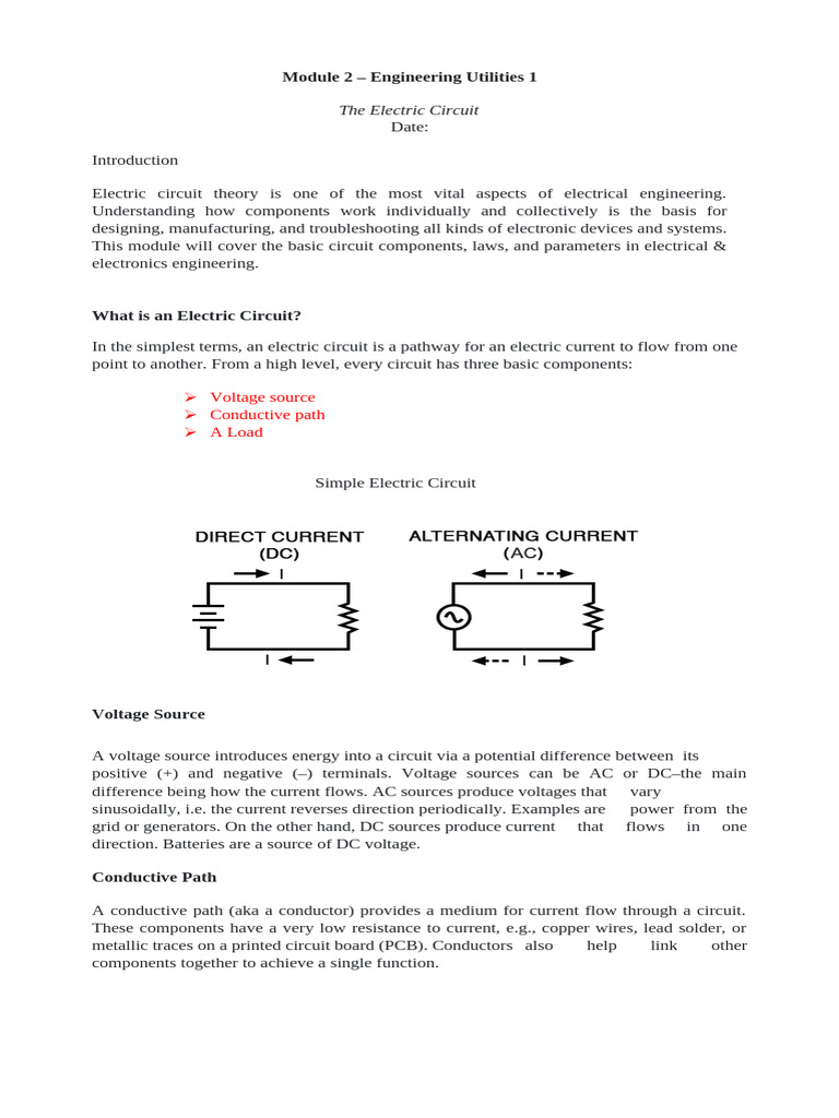 Electric Circuit Fundamentals Explained | PDF | Inductance | Voltage