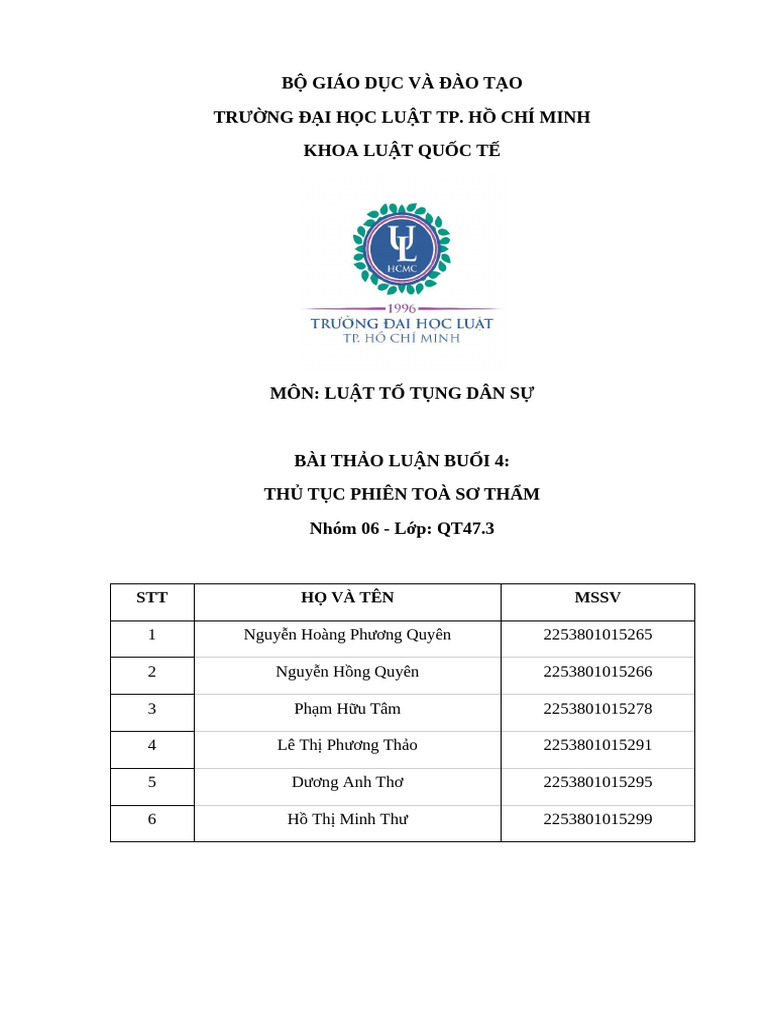 BTTuan-4_ThuTucST_Nhom06_LopQT47.3_081024 | PDF
