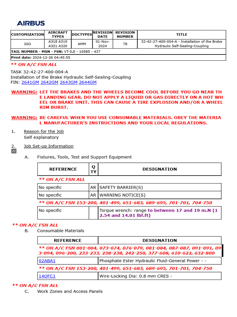 A320 Brake Replacement Procedure | PDF | Airbus | Aircraft