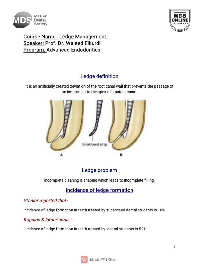 Ledge Management Dr. Waleed Elkurdi | PDF