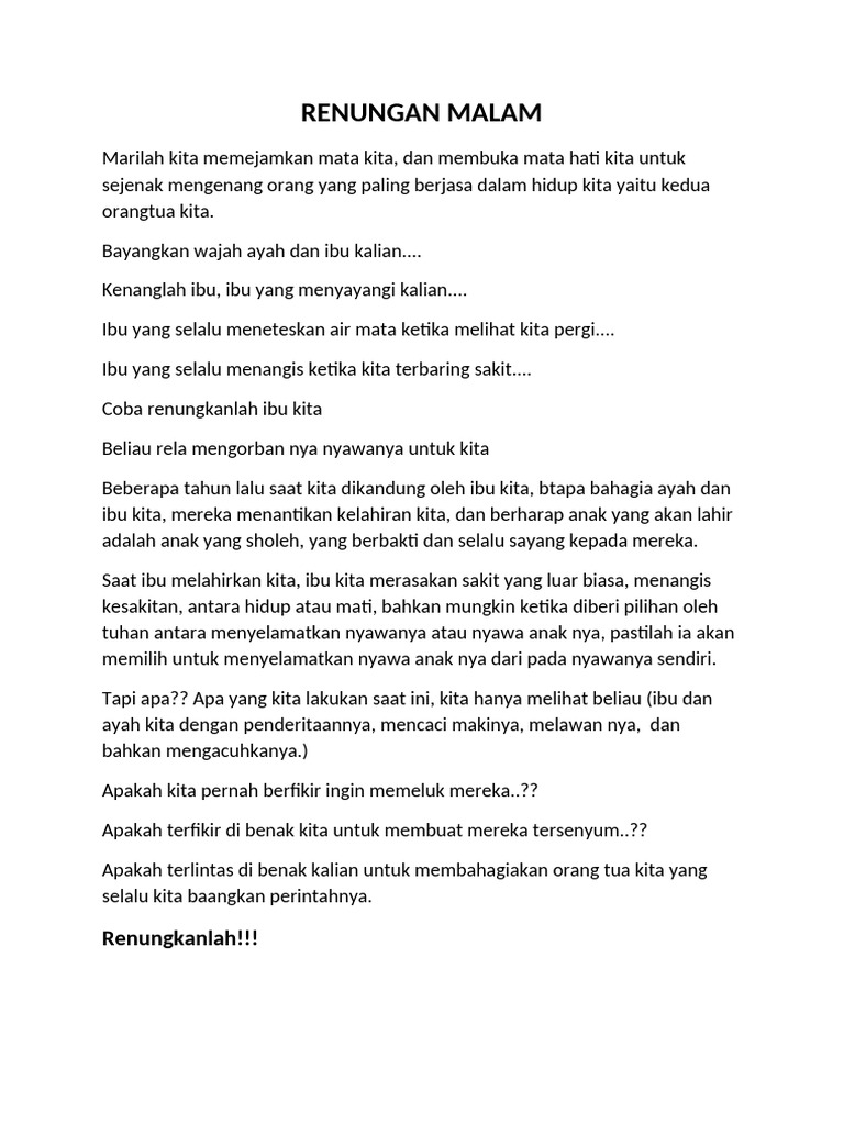 Contoh Renungan Malam | PDF