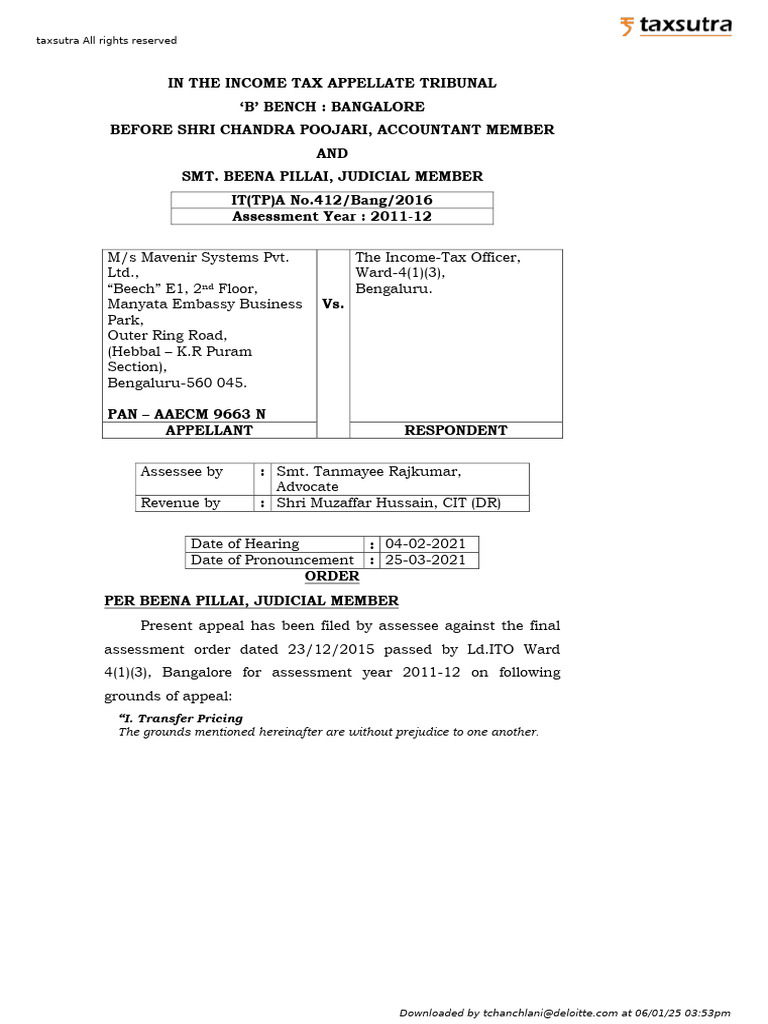 TS 183 ITAT 2023Bang TP Mavenir Systems | PDF