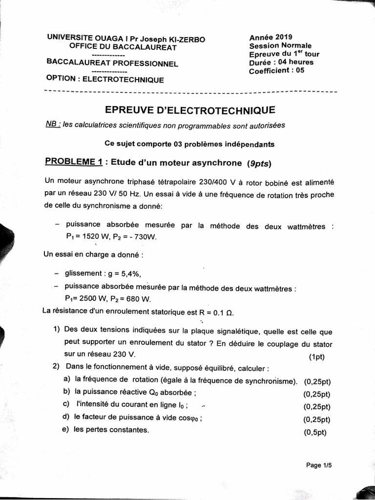 Électrotechnique 2019-1 | PDF