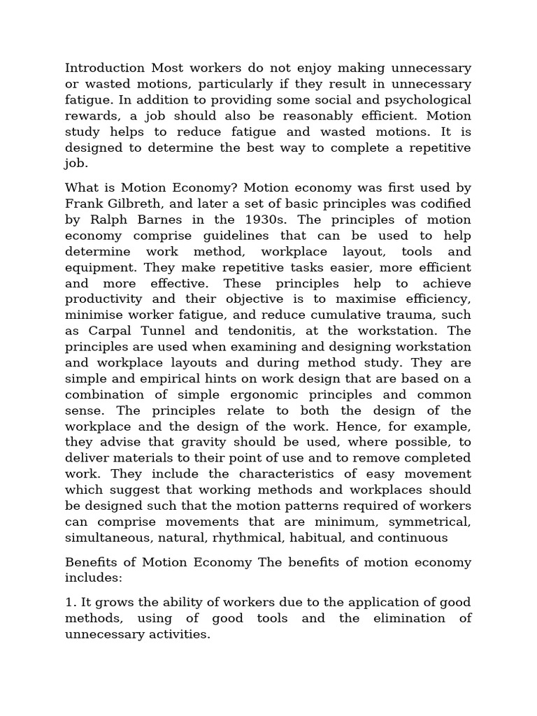 The Principles of Motion Economy | PDF | Hand