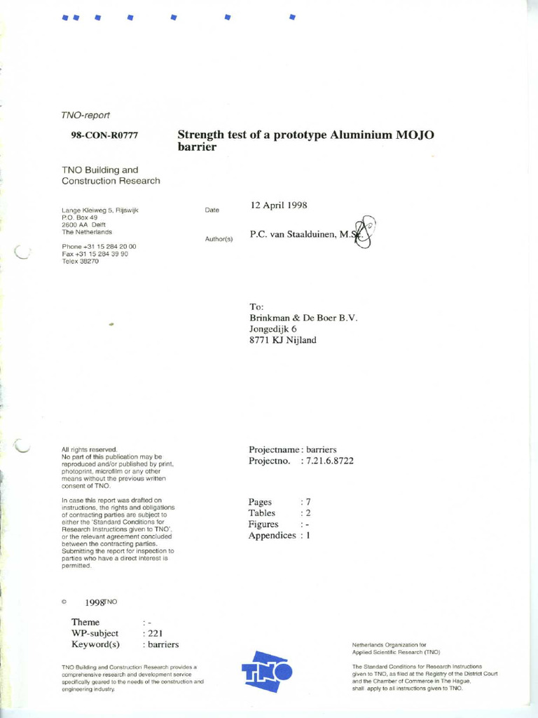 Tno Report 98 Con r0777 | PDF