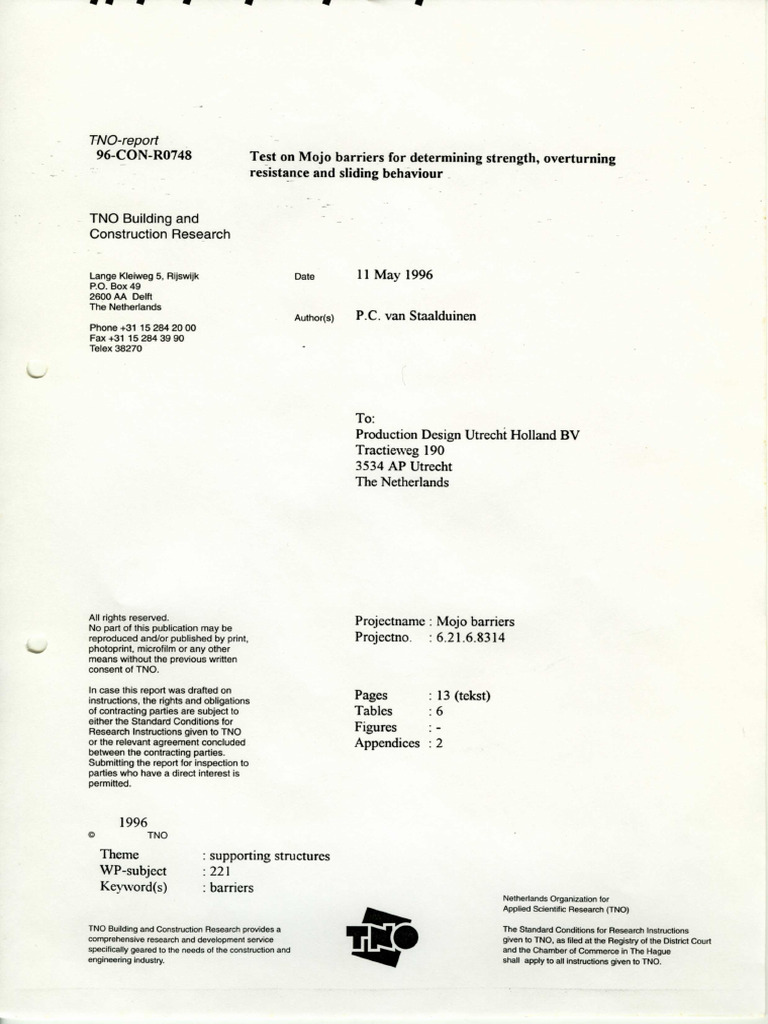 Tno Report 96 Con r0748 | PDF