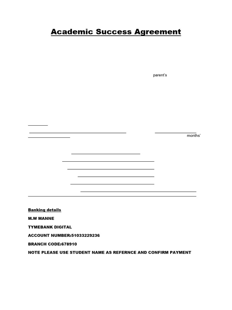 Academic Success Agreement for Learners | PDF