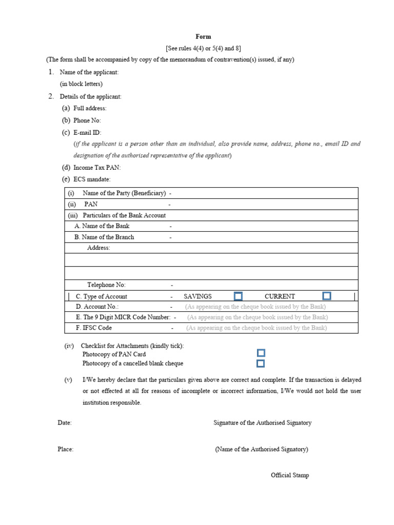 Compounding Application Form | PDF | Cheque