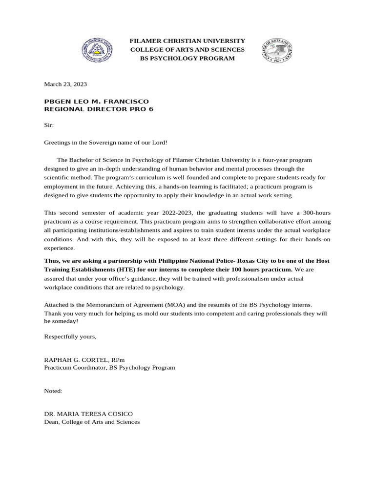 Practicum-letter PNP | PDF