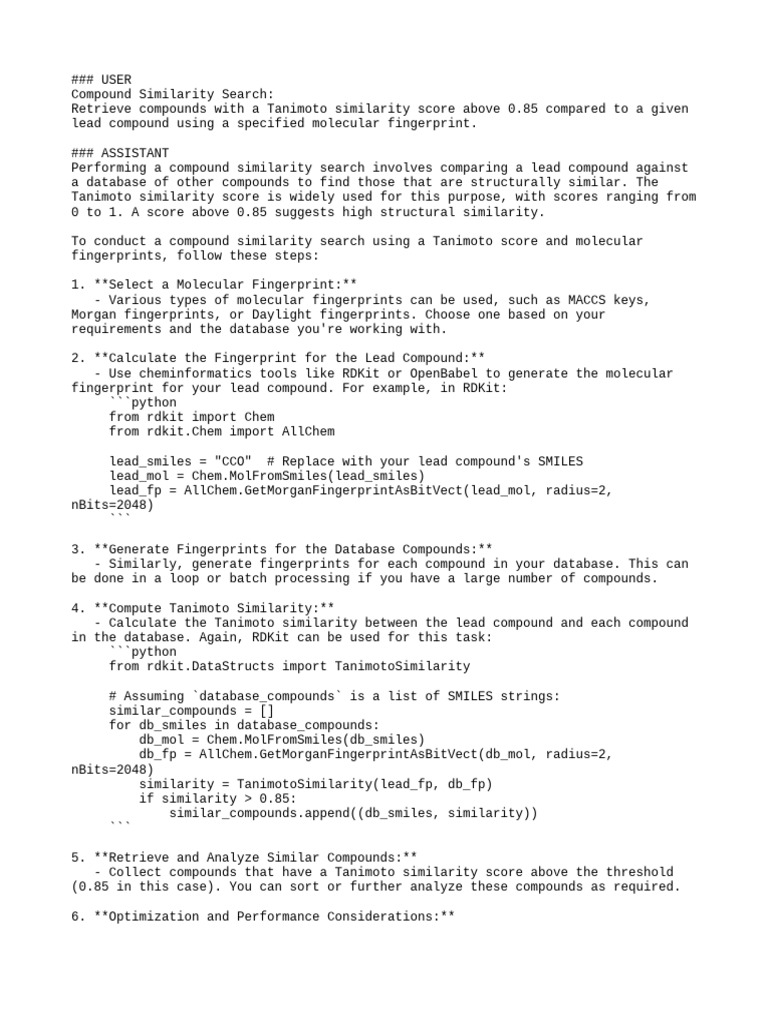 Chat-? Compound Similarity Search Guide | PDF | Databases | Fingerprint