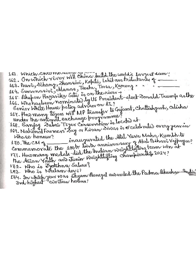 Current Affairs Test (Part 5) + Static Facts | PDF