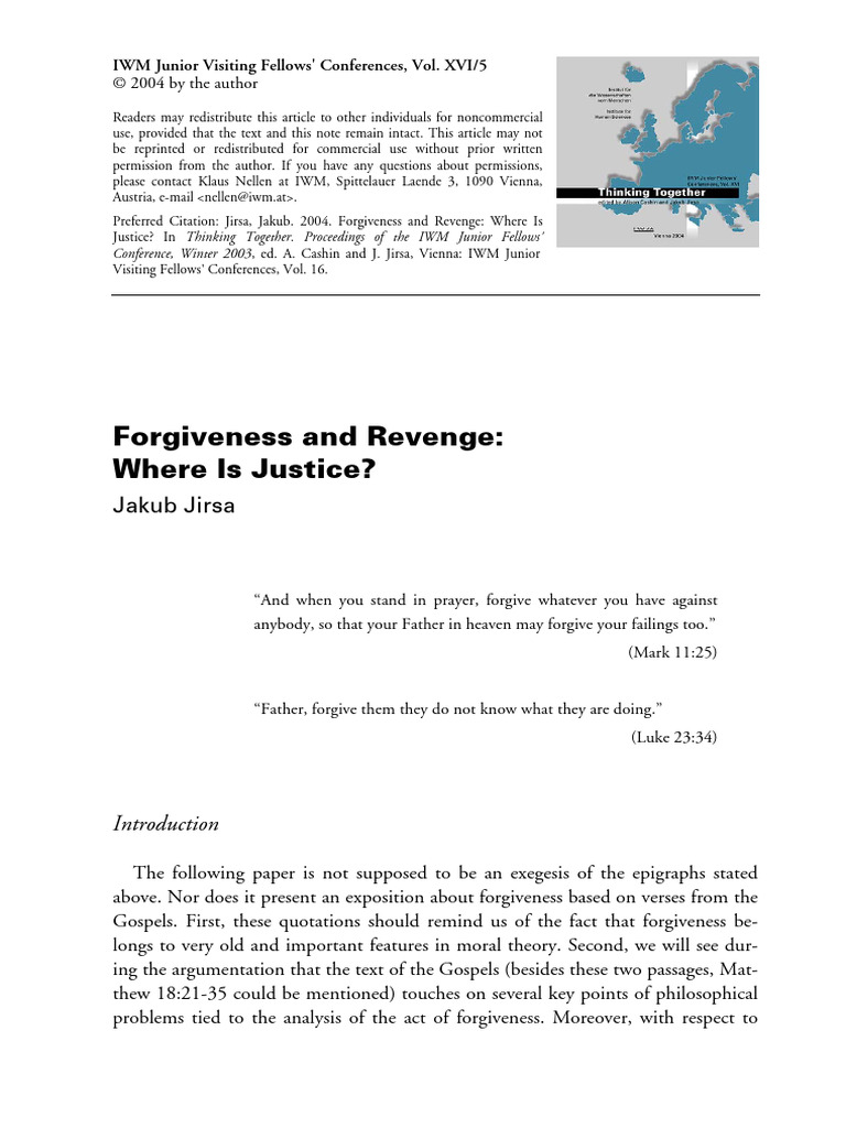 Forgiveness and Justice Revenge | PDF | Forgiveness | Justice