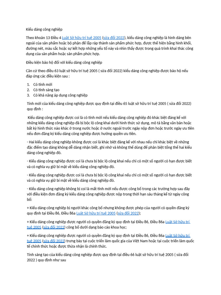 Kieu Dang Cong Nghiep Va Thiet Ke Bo Tri Luat SHTT | PDF