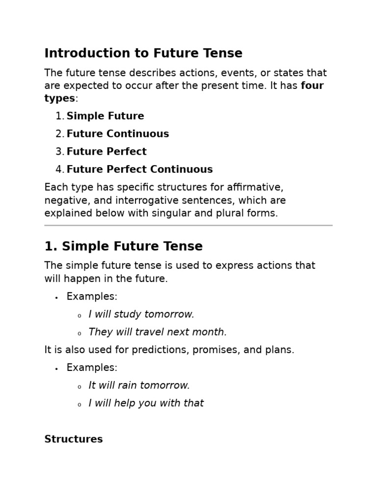 Introduction To Future Tense | PDF | Grammatical Tense | Verb