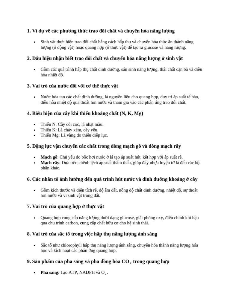 Đề cương Sinh gk 1 | PDF