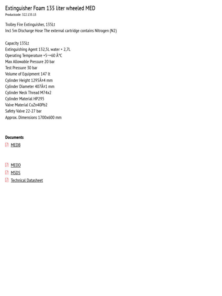 135L Wheeled Foam Fire Extinguisher | PDF