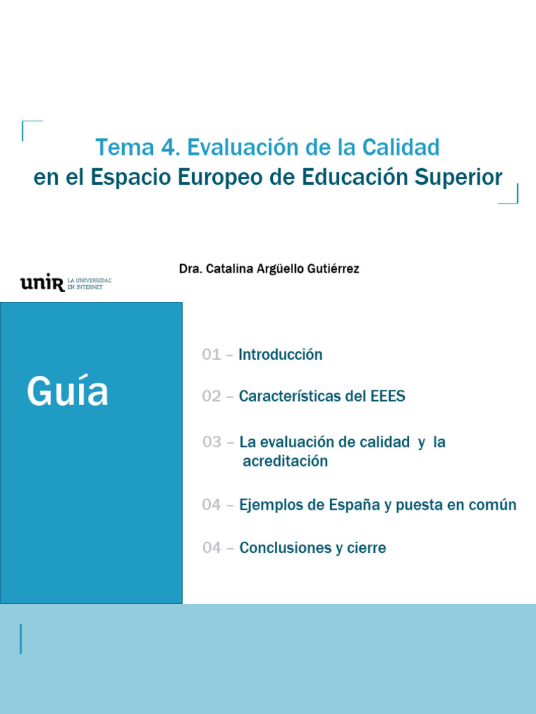 Tema 4_Catalina Argüello_Evaluación de La Calidad en EEES | PDF | Evaluación | Calidad (comercial)