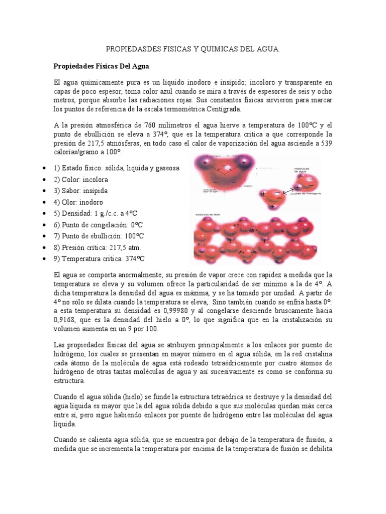 Des Fisicas y Quimicas Del Agua | PDF | Propiedades del agua | Hidrógeno