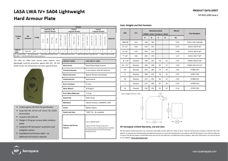 Datasheet LWA IV SA04 1 | PDF | Projectiles | Armour